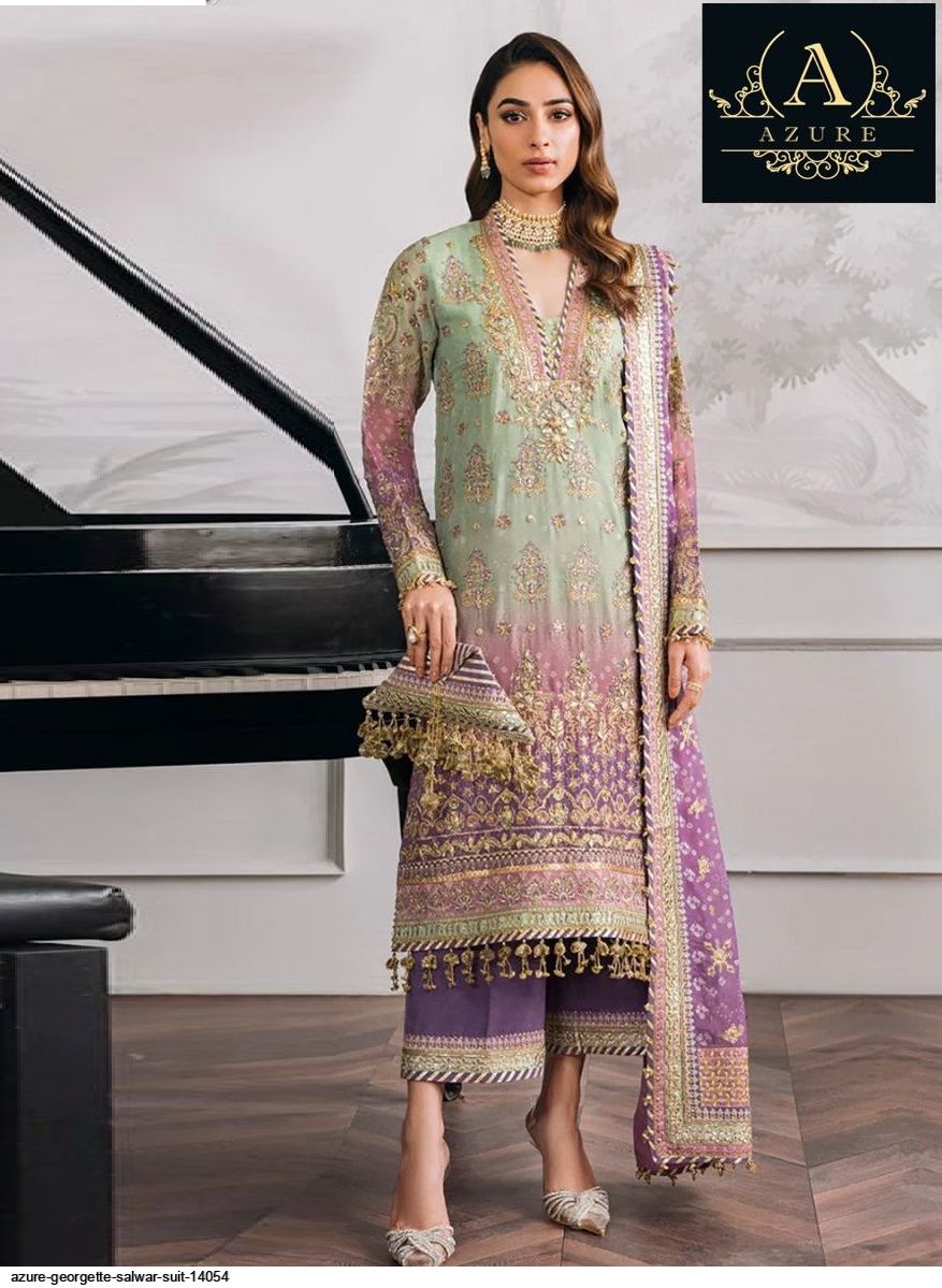AZURE GEORGETTE SALWAR SUIT 14054