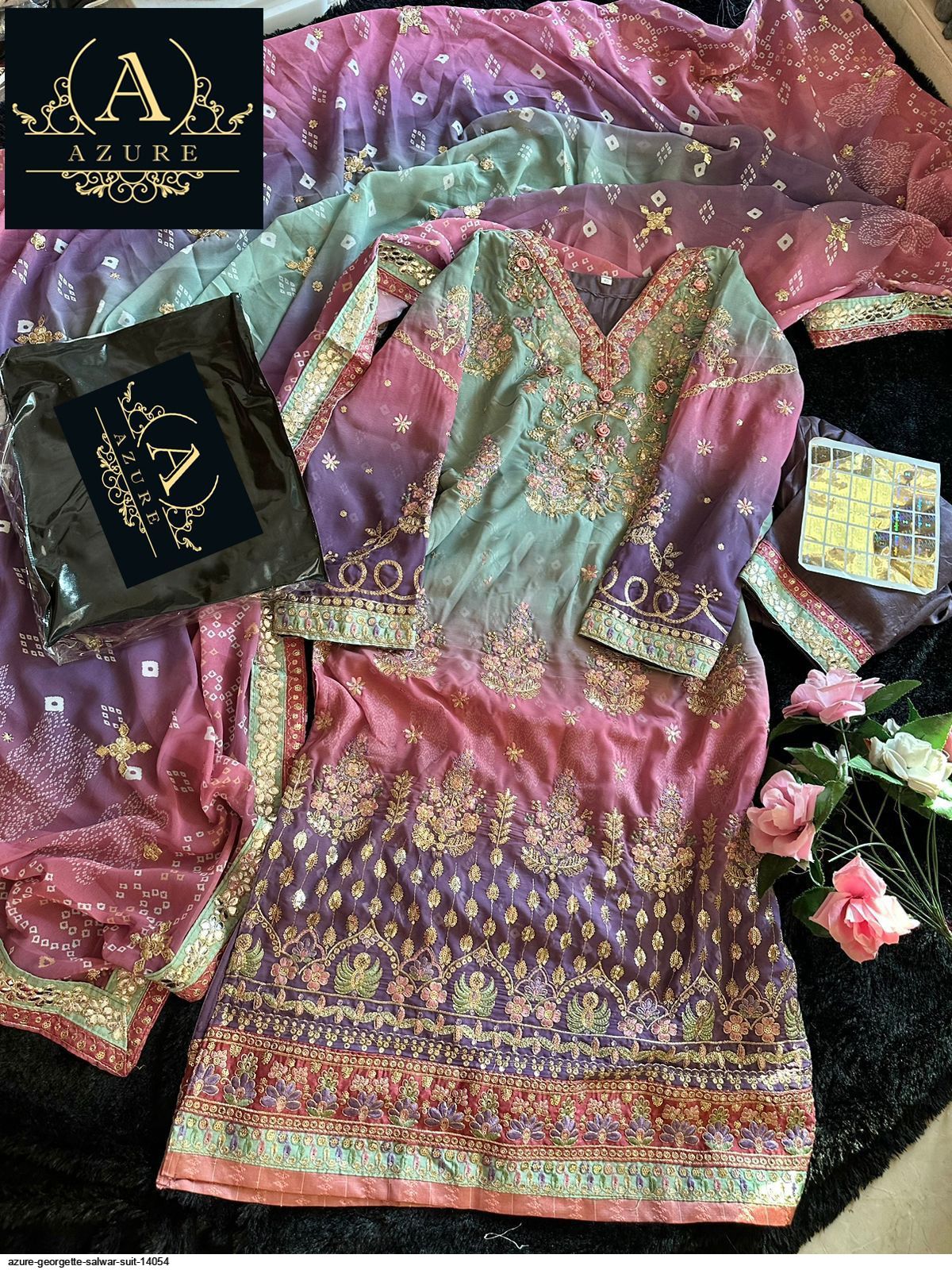 AZURE GEORGETTE SALWAR SUIT 14054