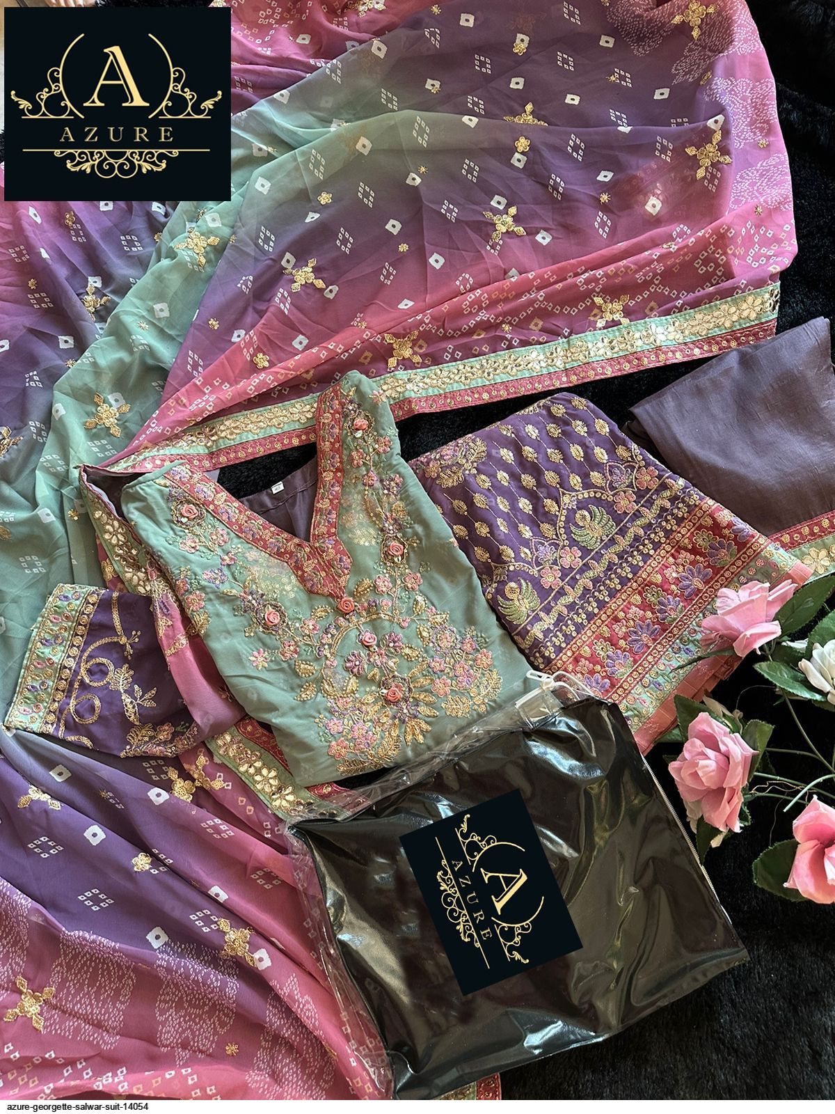 AZURE GEORGETTE SALWAR SUIT 14054