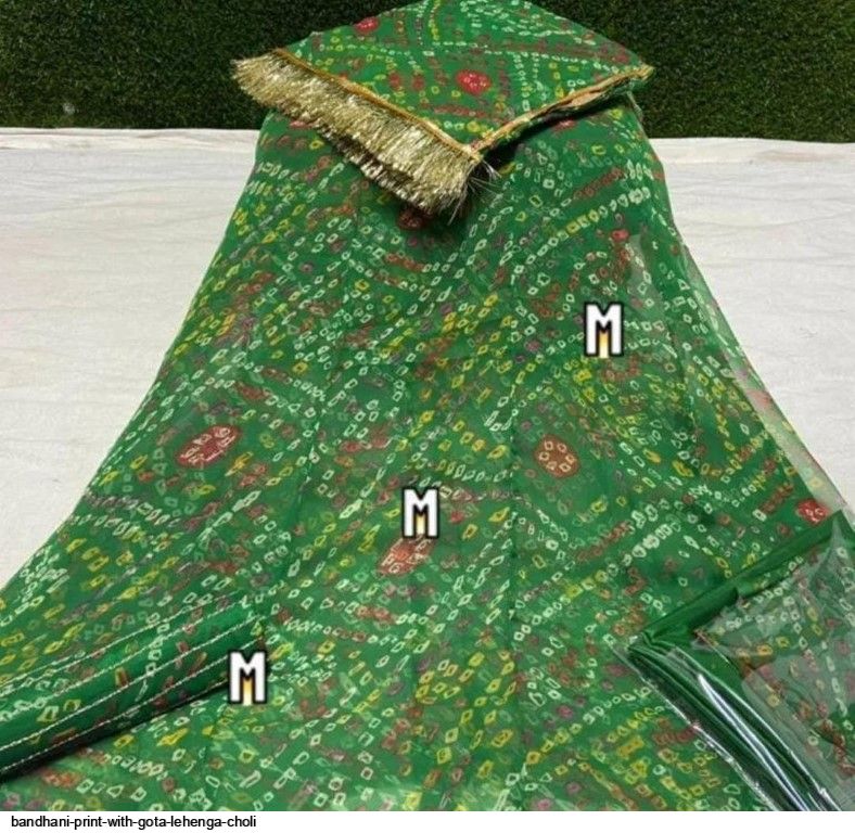 bandhani print with gota lehenga choli