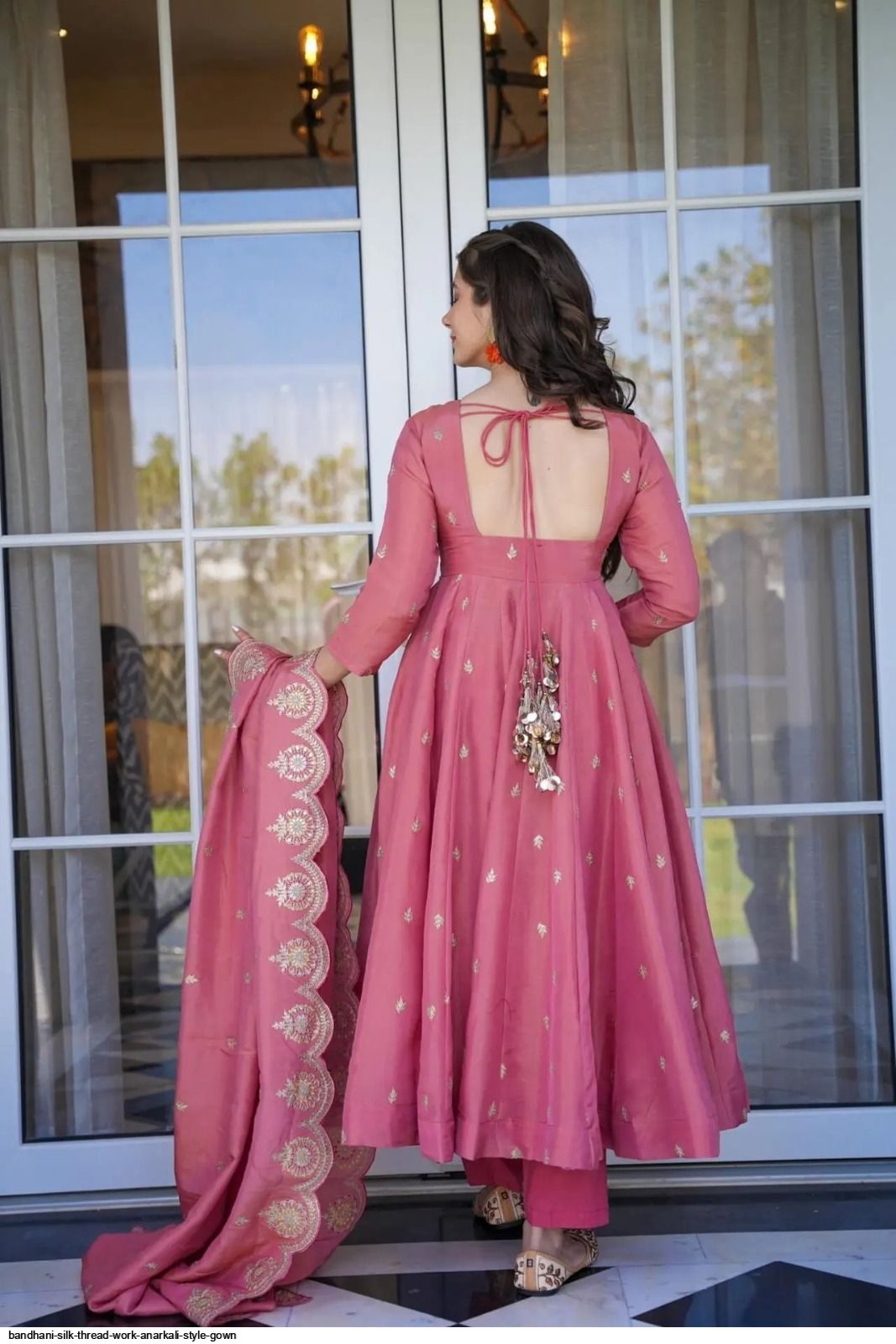 BANDHANI silk Thread Work Anarkali style GOWN