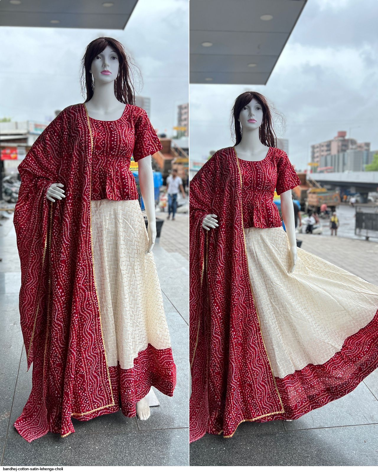 Bandhej COTTON SATIN LEHENGA CHOLI
