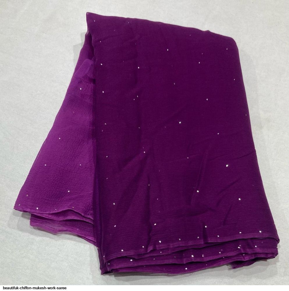 BEAUTIFUK CHIFFON MUKESH WORK SAREE