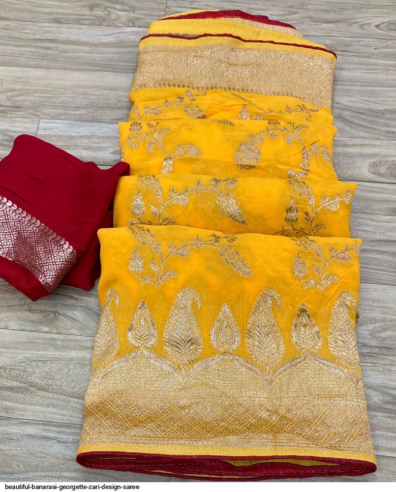 BEAUTIFUL BANARASI GEORGETTE ZARI DESIGN SAREE