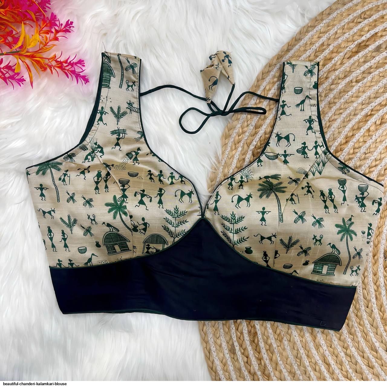 BEAUTIFUL CHANDERI KALAMKARI BLOUSE