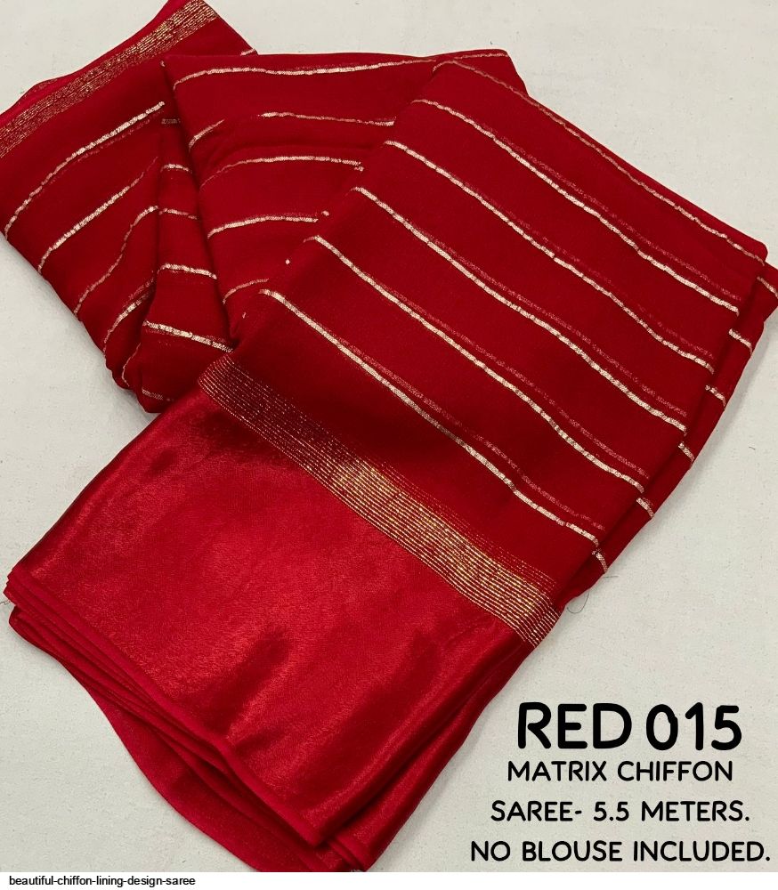 BEAUTIFUL chiffon LINING DESIGN SAREE