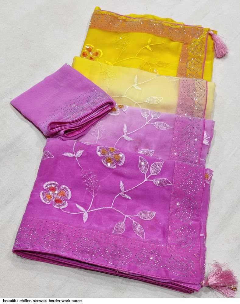BEAUTIFUL chiffon Sirowski border work SAREE