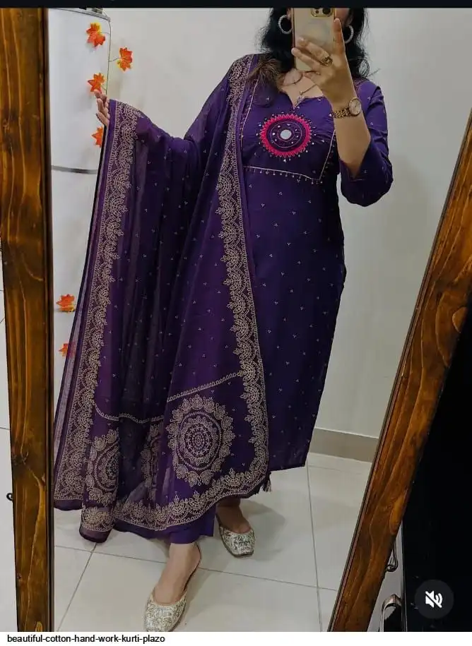 BEAUTIFUL cotton hand work KURTI PLAZO