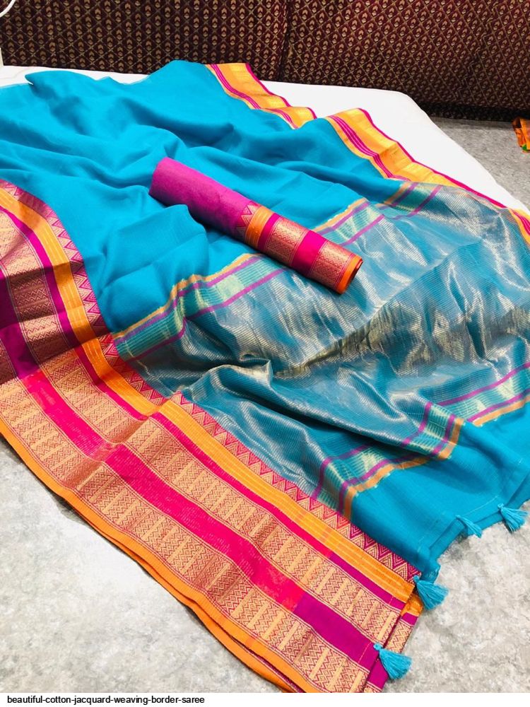 BEAUTIFUL COTTON jacquard weaving border SAREE