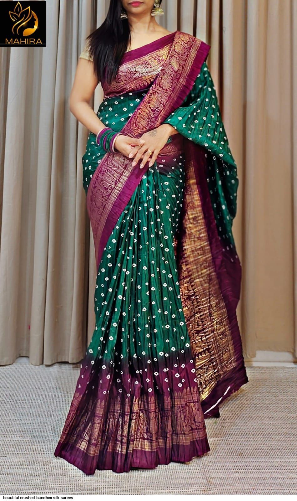 Beautiful crushed bandhini silk sarees