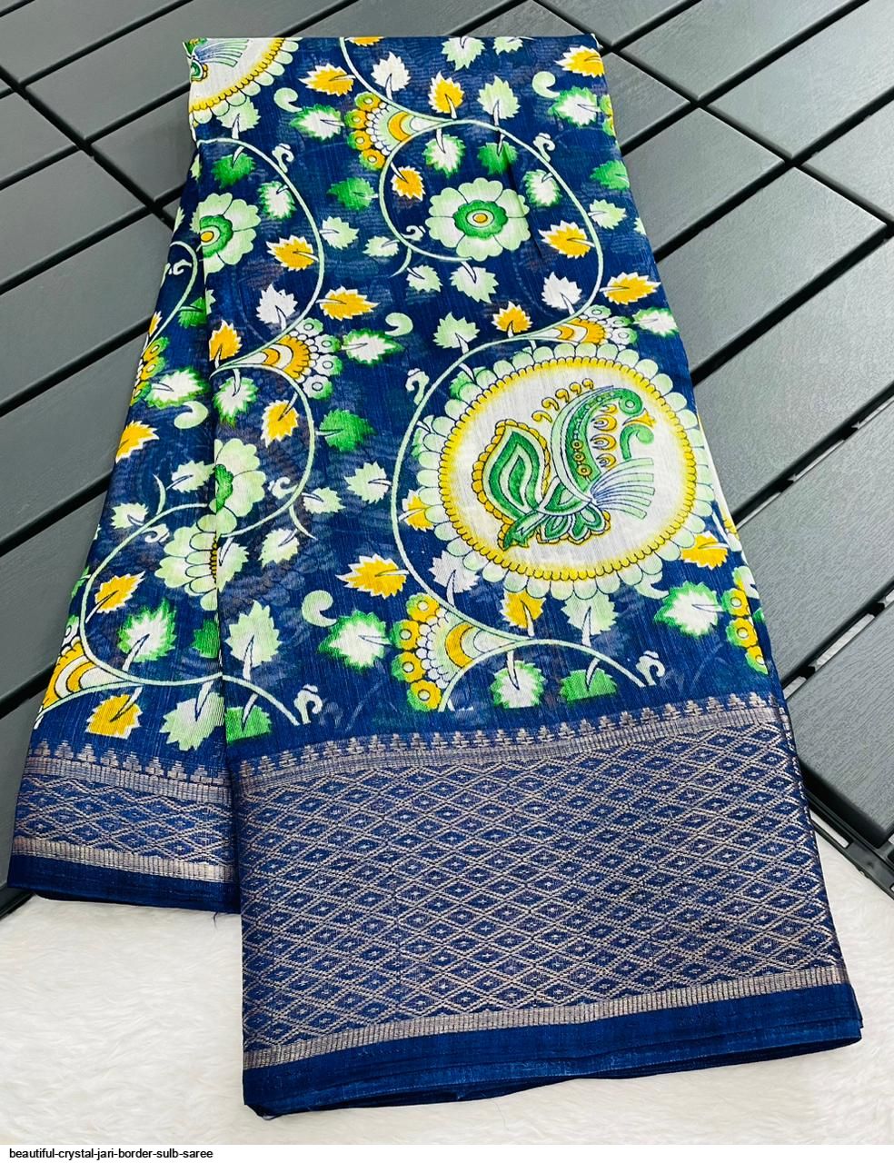 beautiful Crystal jari border Sulb saree