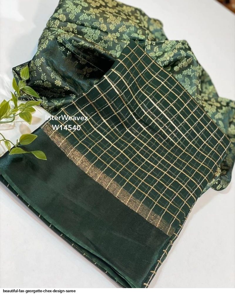 BEAUTIFUL FAX GEORGETTE CHEX DESIGN SAREE