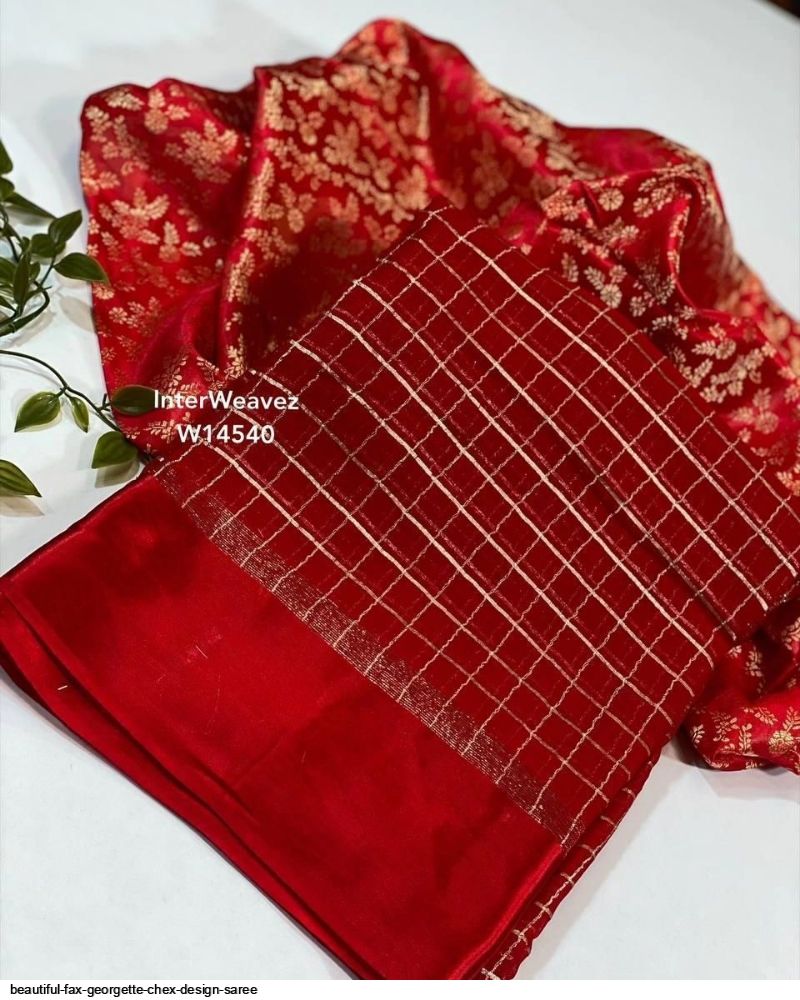 BEAUTIFUL FAX GEORGETTE CHEX DESIGN SAREE