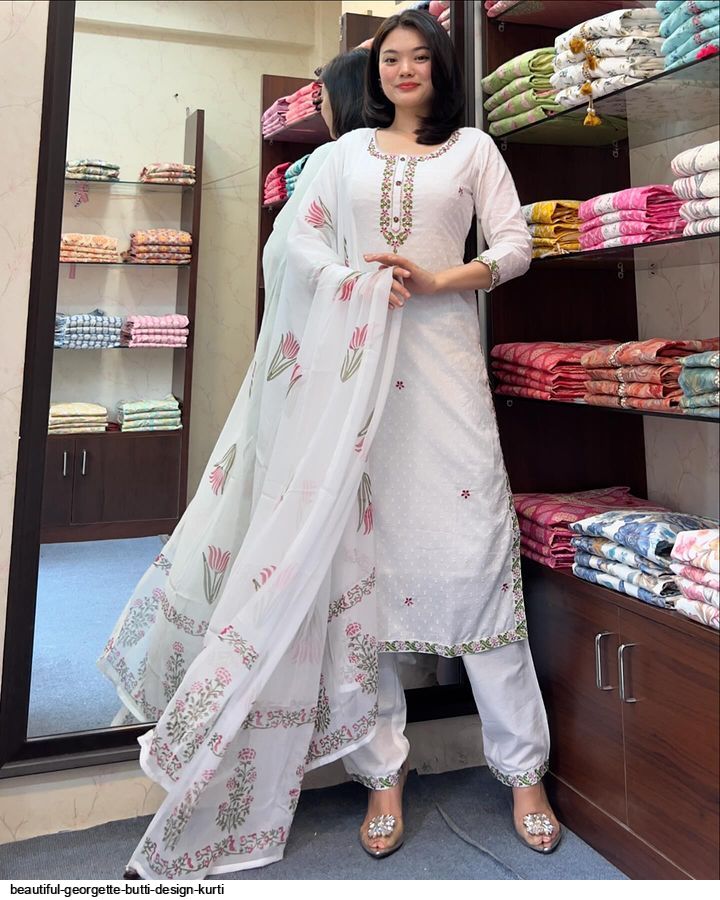 BEAUTIFUL GEORGETTE BUTTI DESIGN KURTI