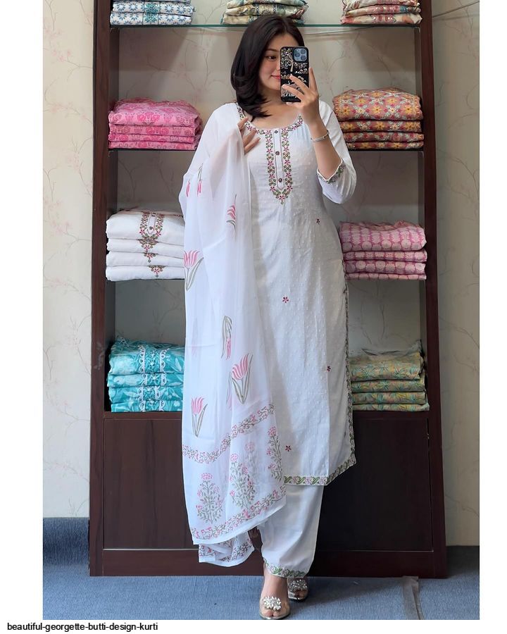 BEAUTIFUL GEORGETTE BUTTI DESIGN KURTI