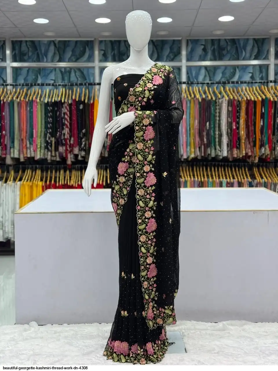 BEAUTIFUL Georgette Kashmiri Thread WORK DN 4308