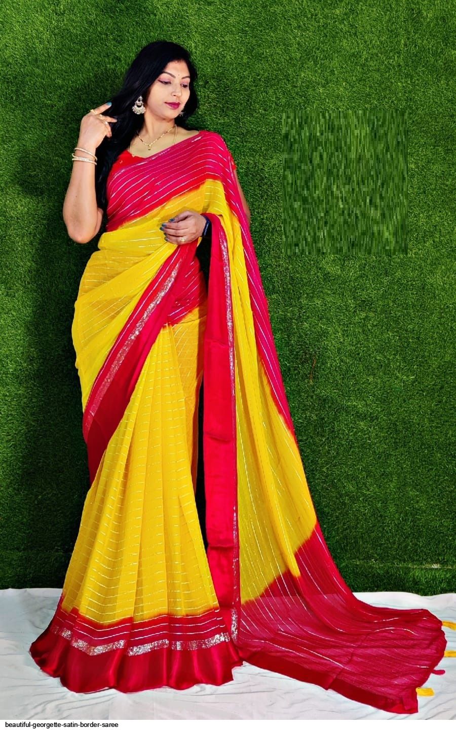 Beautiful georgette satin border Saree