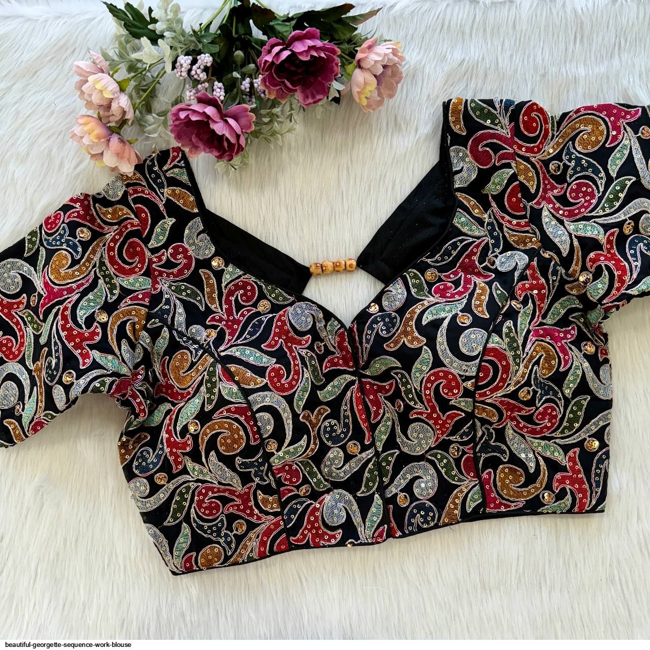 BEAUTIFUL GEORGETTE SEQUENCE WORK BLOUSE