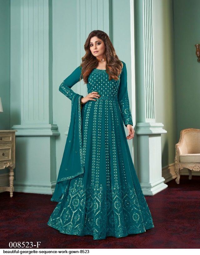 beautiful-georgette-sequence-work-gown 8523