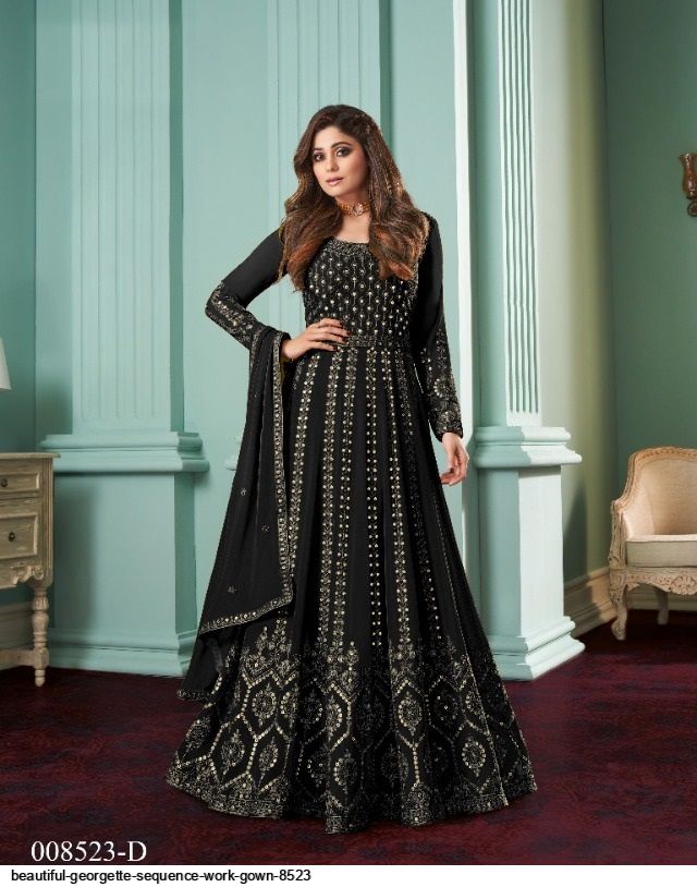 beautiful-georgette-sequence-work-gown 8523