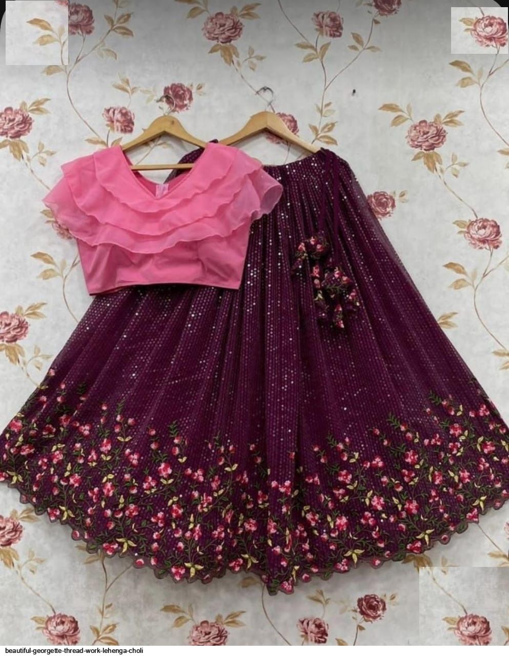 BEAUTIFUL GEORGETTE THREAD WORK LEHENGA CHOLI