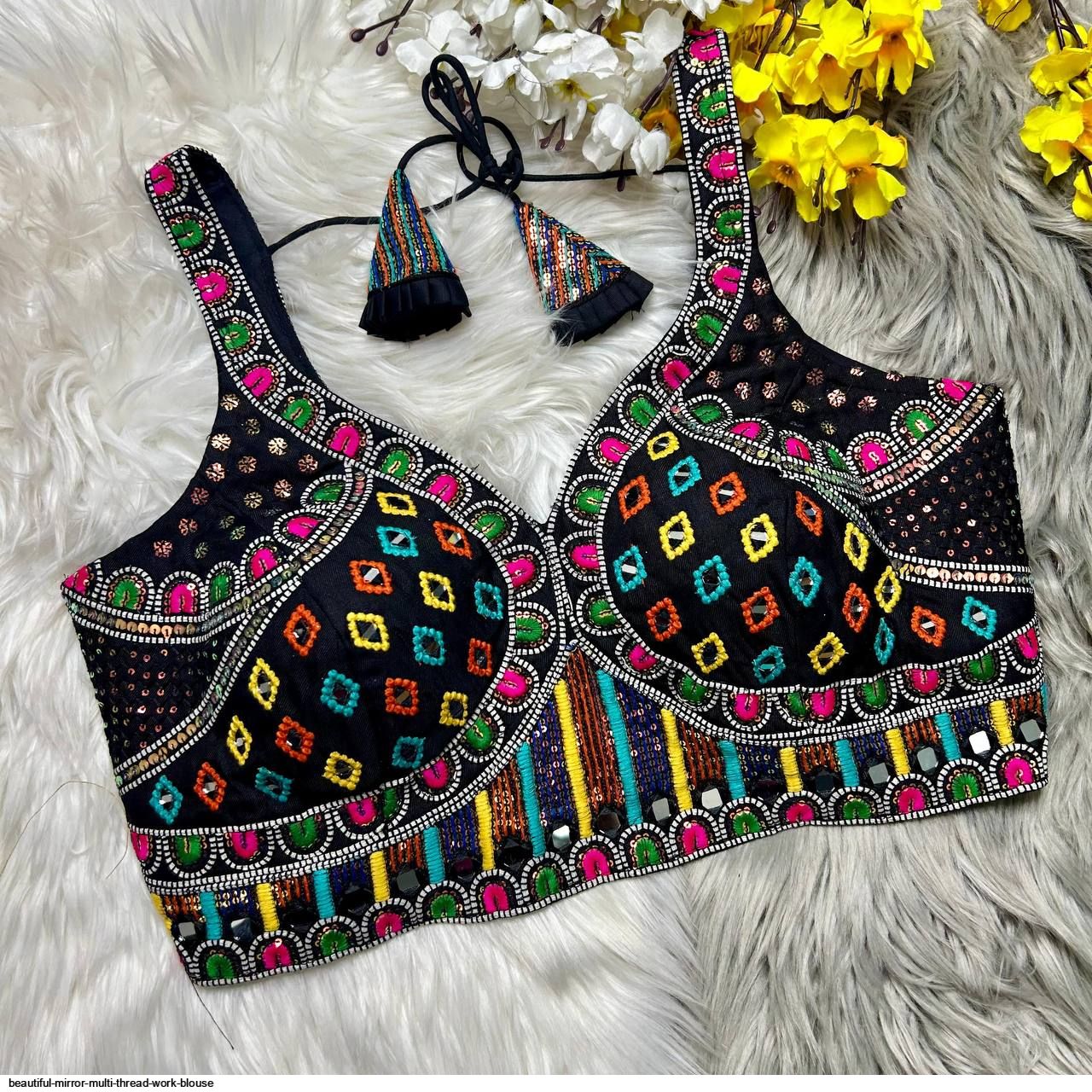 BEAUTIFUL MIRROR MULTI THREAD WORK BLOUSE