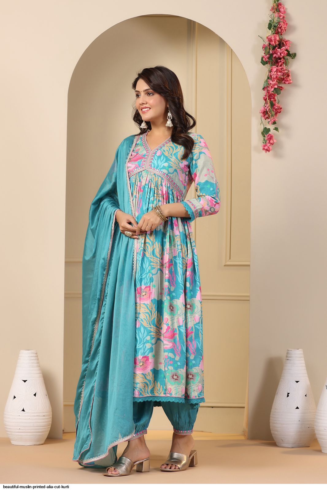 BEAUTIFUL MUSLIN PRINTED ALIA CUT KURTI