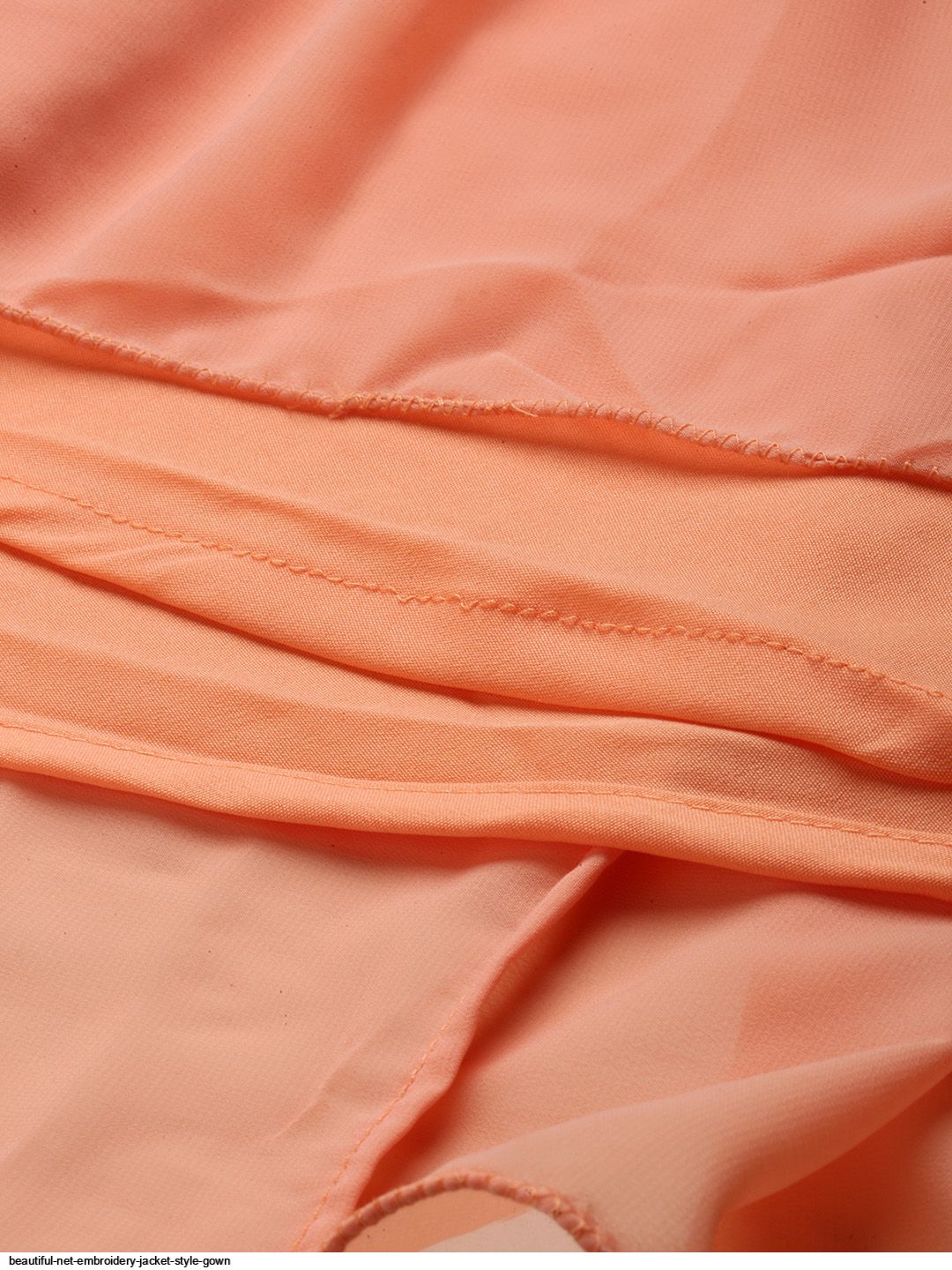 beautiful Net Embroidery Jacket Style Gown