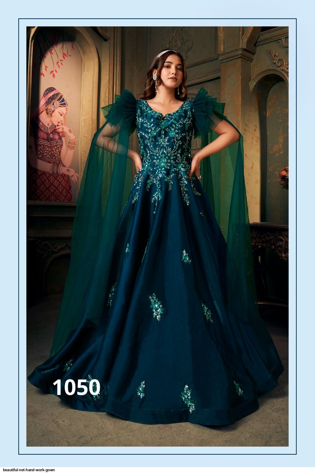 BEAUTIFUL NET HAND WORK GOWN