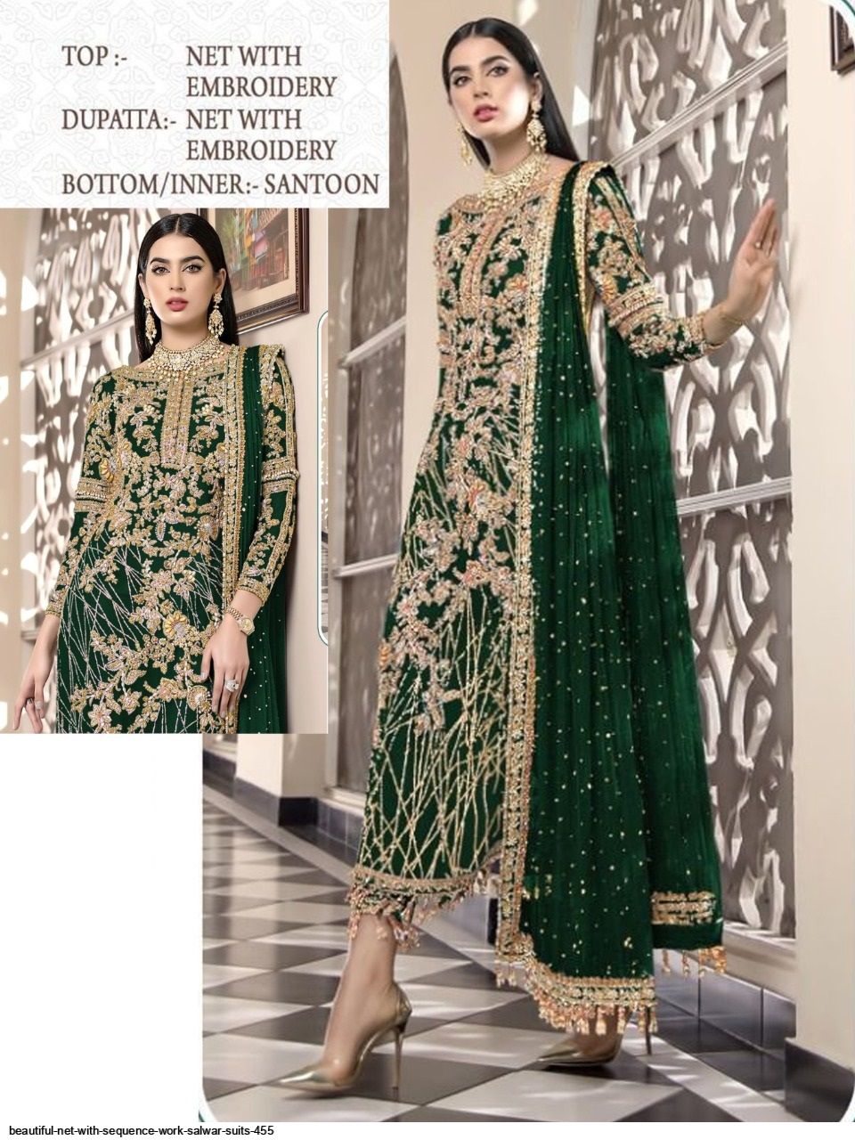 BEAUTIFUL Net With Sequence WORK SALWAR SUITS 455