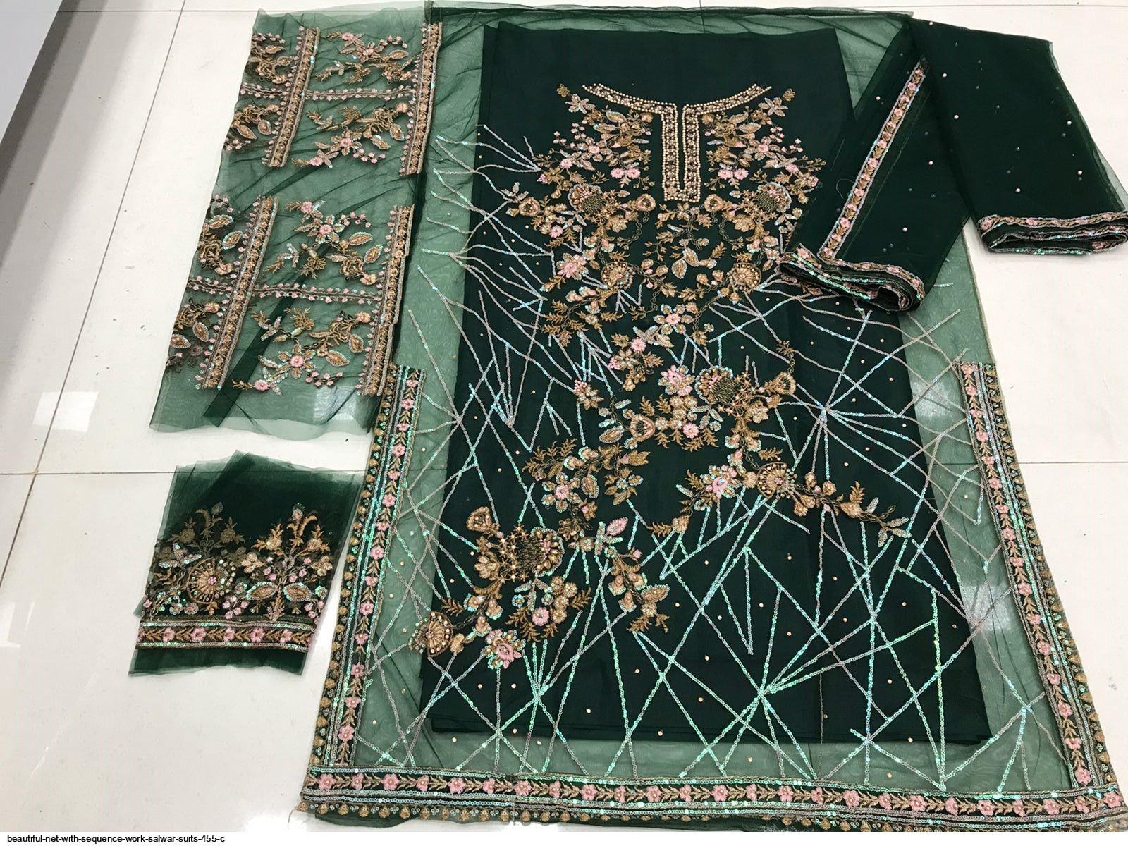 BEAUTIFUL Net With Sequence WORK SALWAR SUITS 455