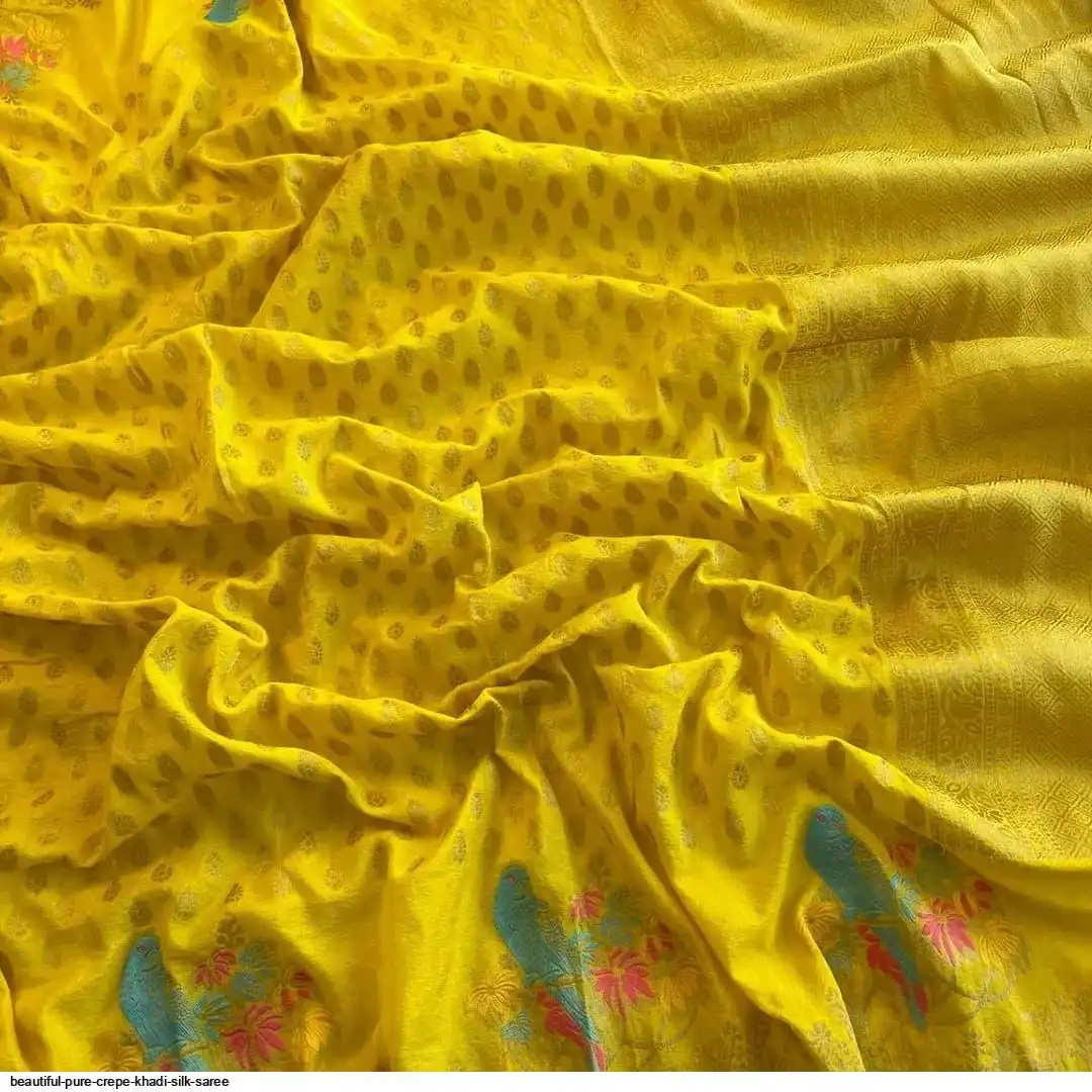 Beautiful Pure Crepe Khadi Silk Saree