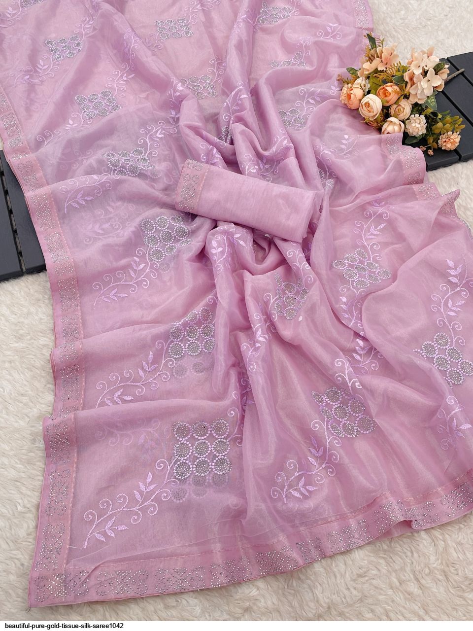 beautiful Pure Gold Tissue silk Saree1042