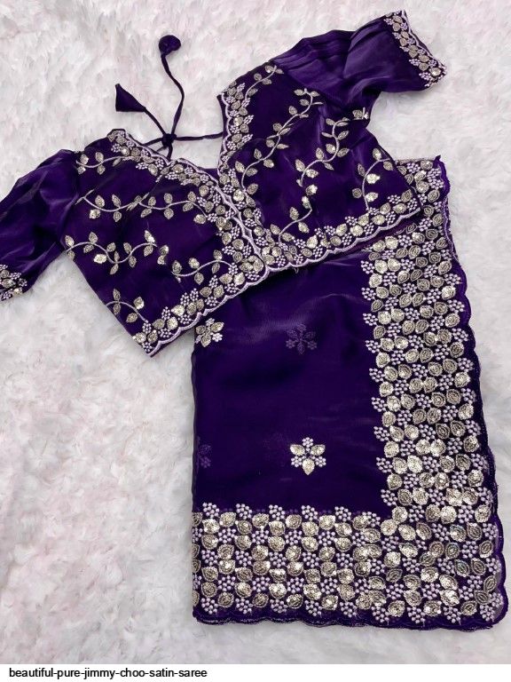 beautiful Pure Jimmy Choo Satin Saree