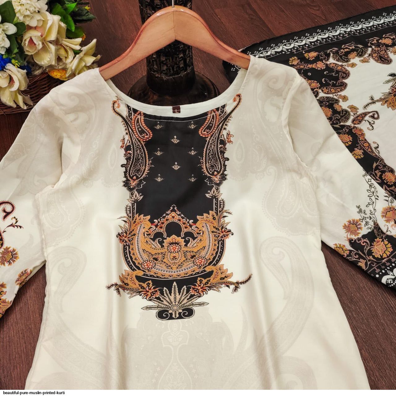 BEAUTIFUL PURE MUSLIN PRINTED KURTI