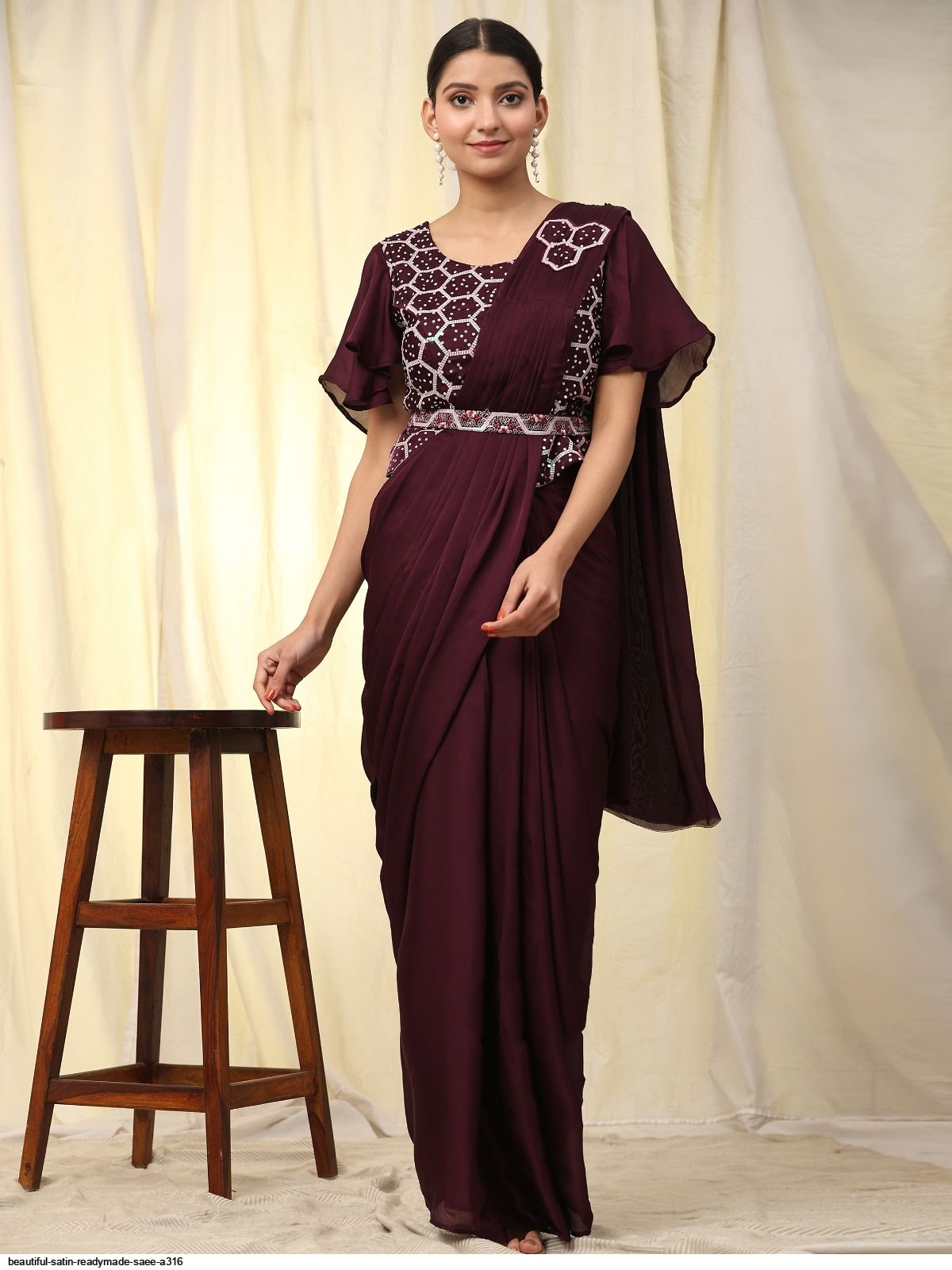 BEAUTIFUL SATIN READYMADE SAEE A316