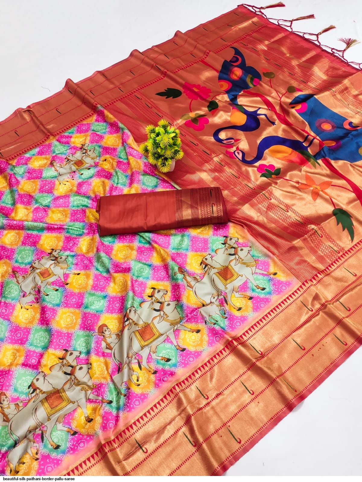 BEAUTIFUL SILK PAITHANI BORDER PALLU SAREE
