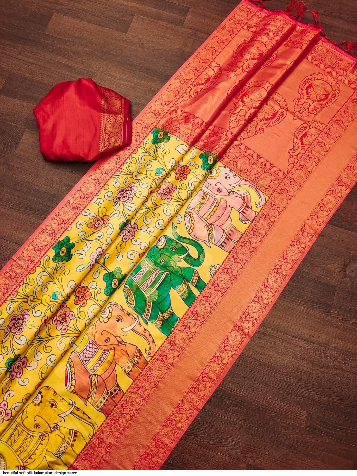 BEAUTIFUL SOFT SILK KALAMAKARI DESIGN SAREE