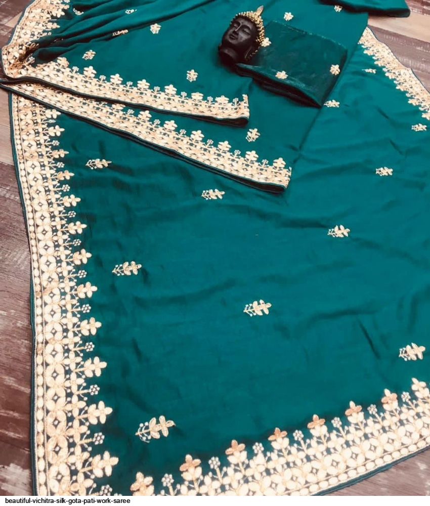 BEAUTIFUL VICHITRA SILK GOTA PATI WORK SAREE