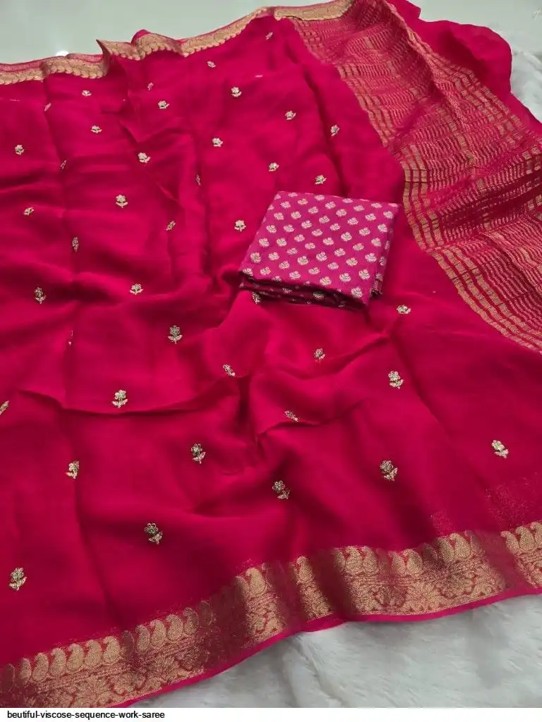 BEUTIFUL Viscose Sequence WORK SAREE