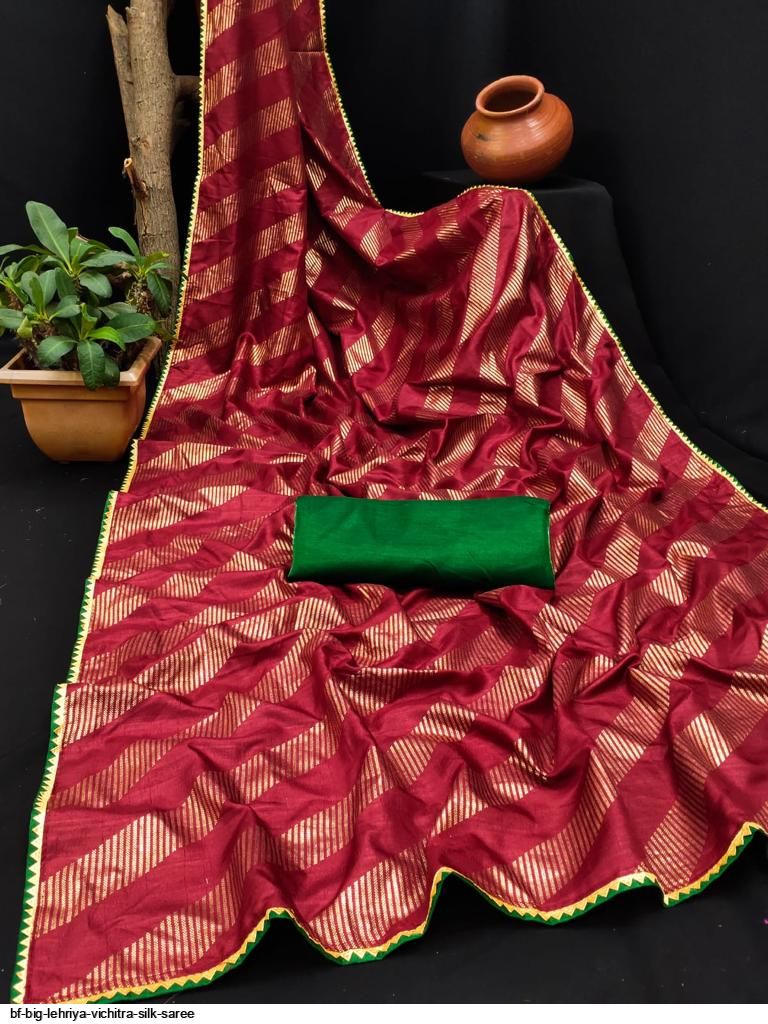 BF BIG Lehriya Vichitra Silk SAREE