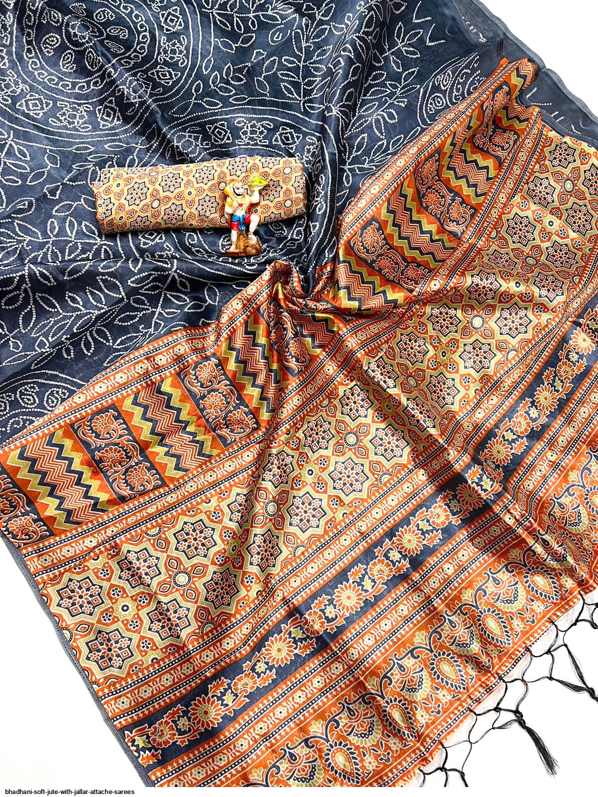 BHADHANI SOFT JUTE WITH JALLAR ATTACHE SAREES