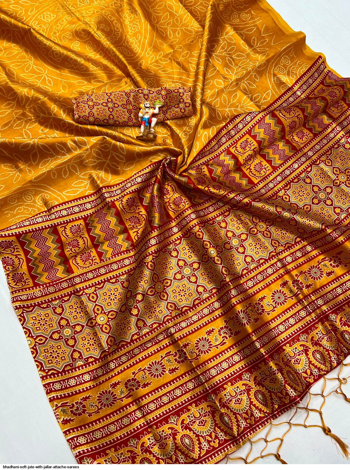 BHADHANI SOFT JUTE WITH JALLAR ATTACHE SAREES