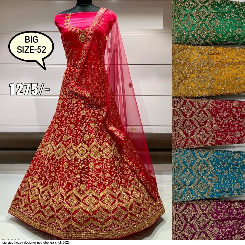 BIG SIZE HEAVY DESIGNER NET LEHENGA CHOLI 8028