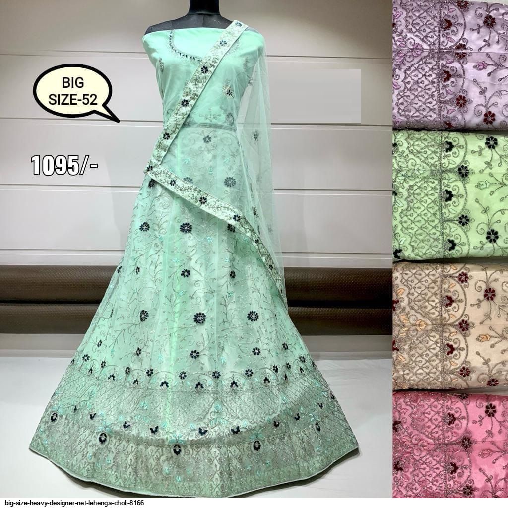 BIG SIZE HEAVY DESIGNER NET LEHENGA CHOLI 8166