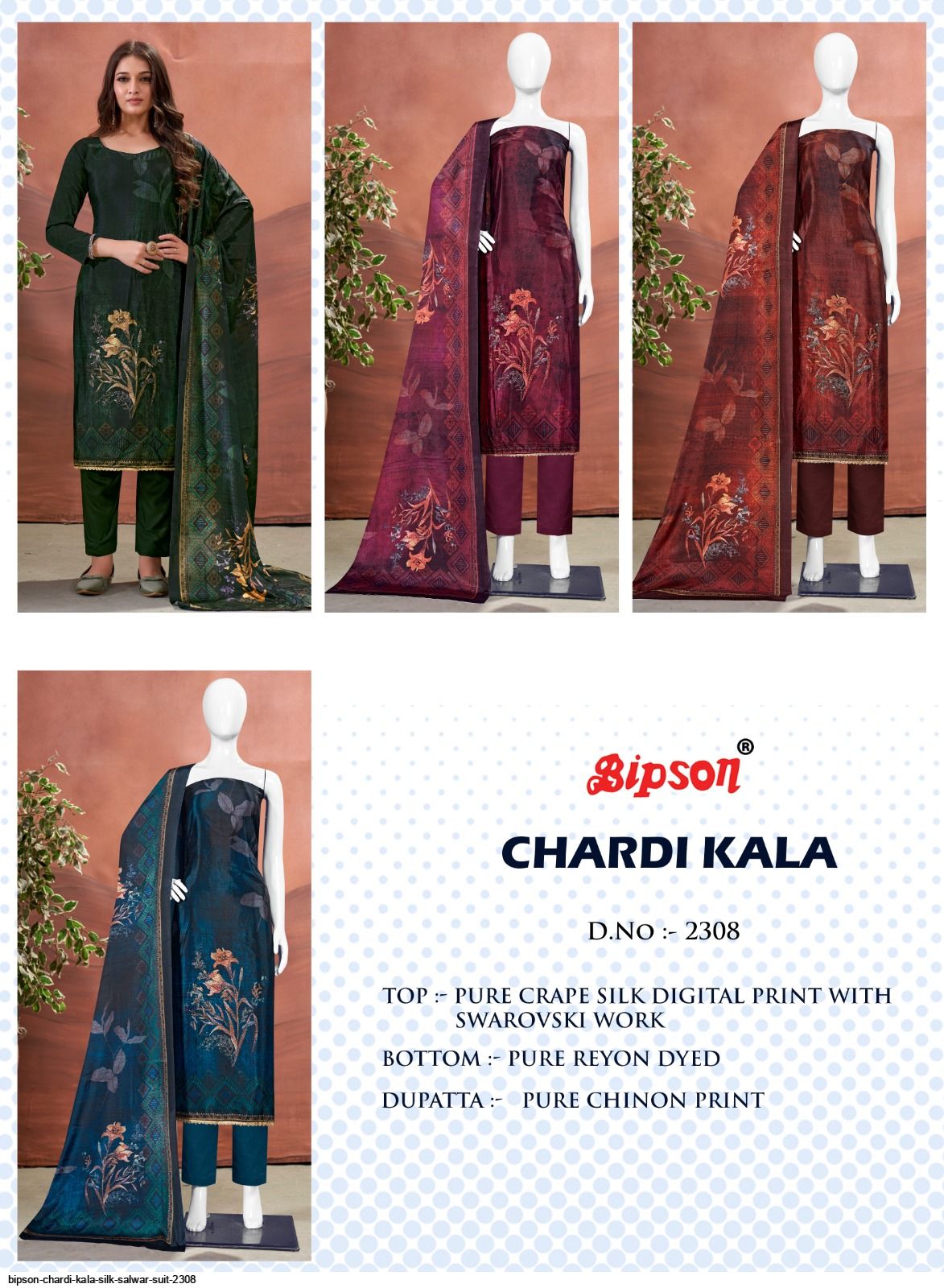 BIPSON CHARDI KALA SILK salwar suit 2308