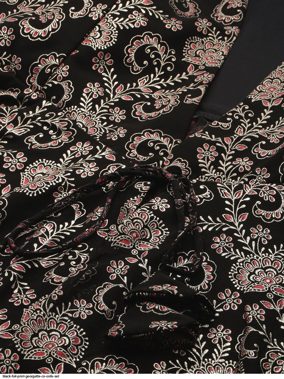 Black Foil Print Georgette Co Ords Set