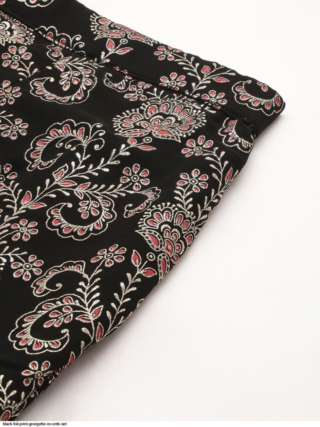 Black Foil Print Georgette Co Ords Set