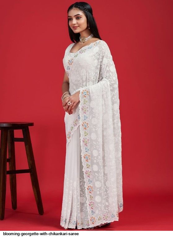 Blooming georgette with chikankari SAREE