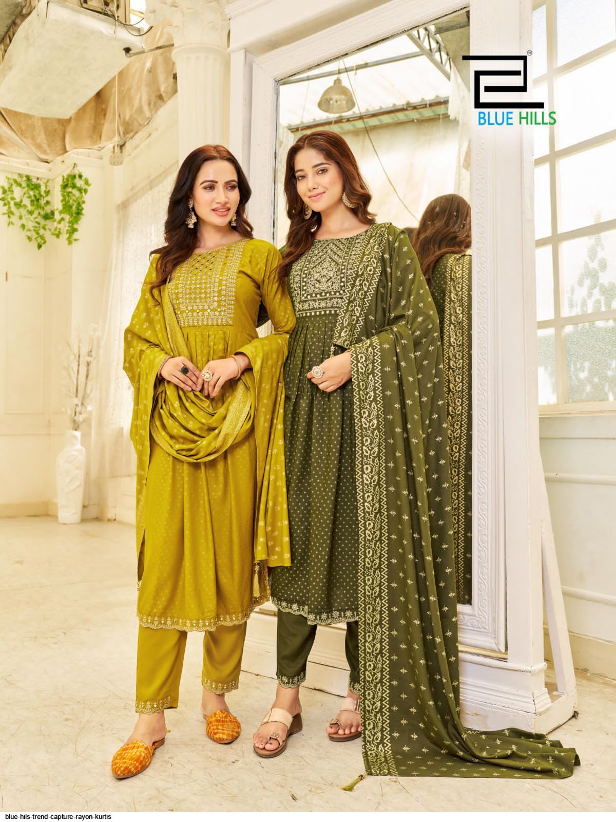 BLUE HILS TREND CAPTURE RAYON KURTIS